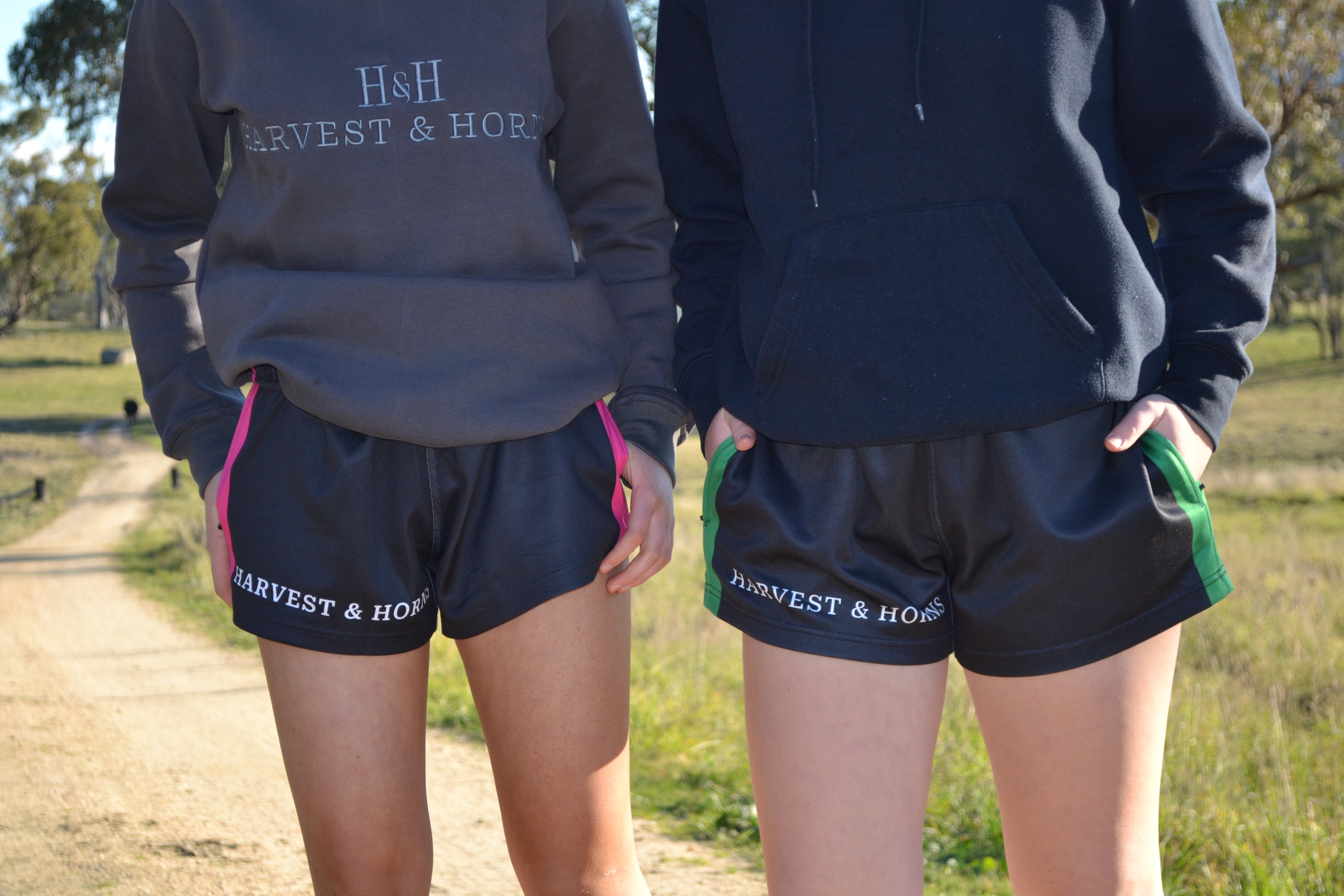Green and Black footy Shorts – Harvest & Horns